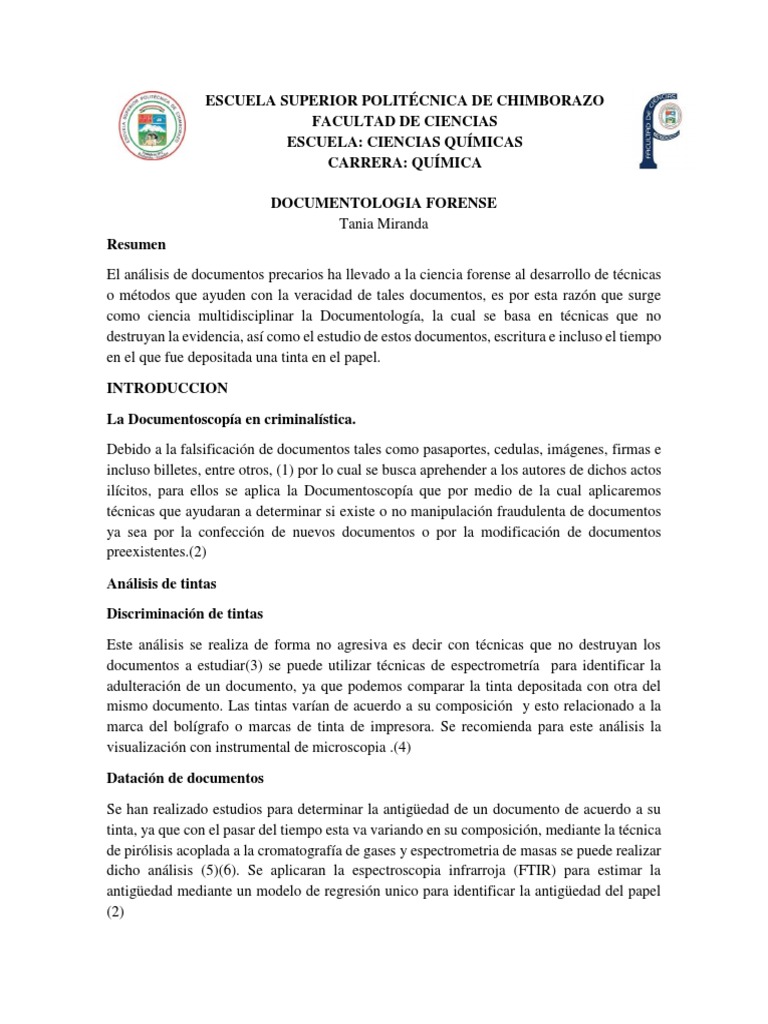 Documentoscopía Forense: Análisis y Técnicas | PDF | Ciencia forense ...