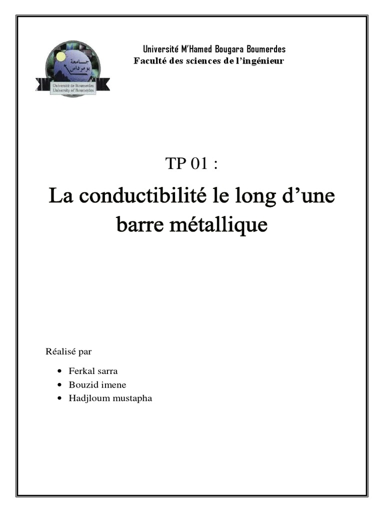 La Conductibilité Le Long D'une Barre Metalique | PDF | Conductivité ...