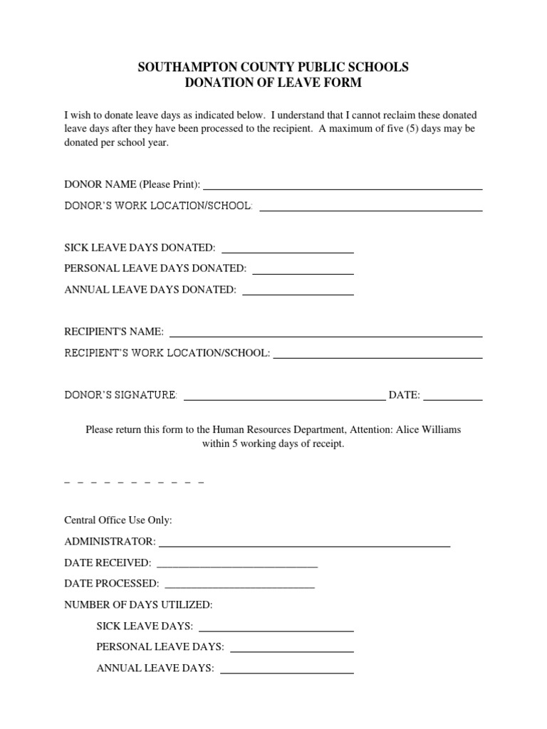 Southampton County Leave Donation Form | PDF