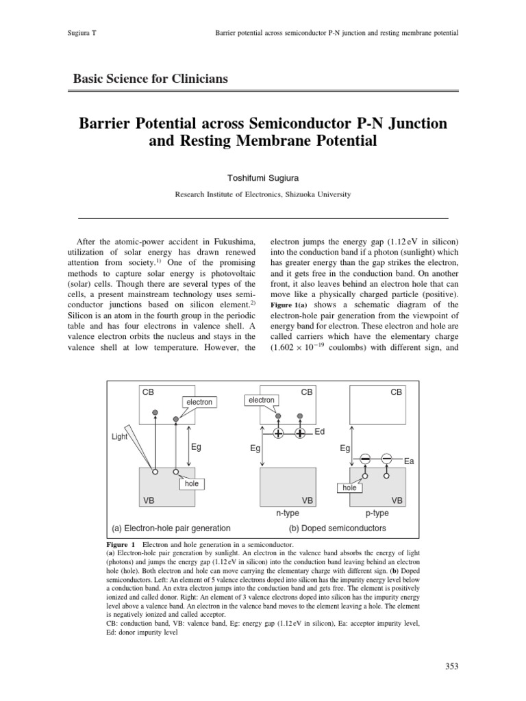 Barrier Potential Across Semiconductor P-N Junction and Resting Membrane Potential | PDF | P–N ...