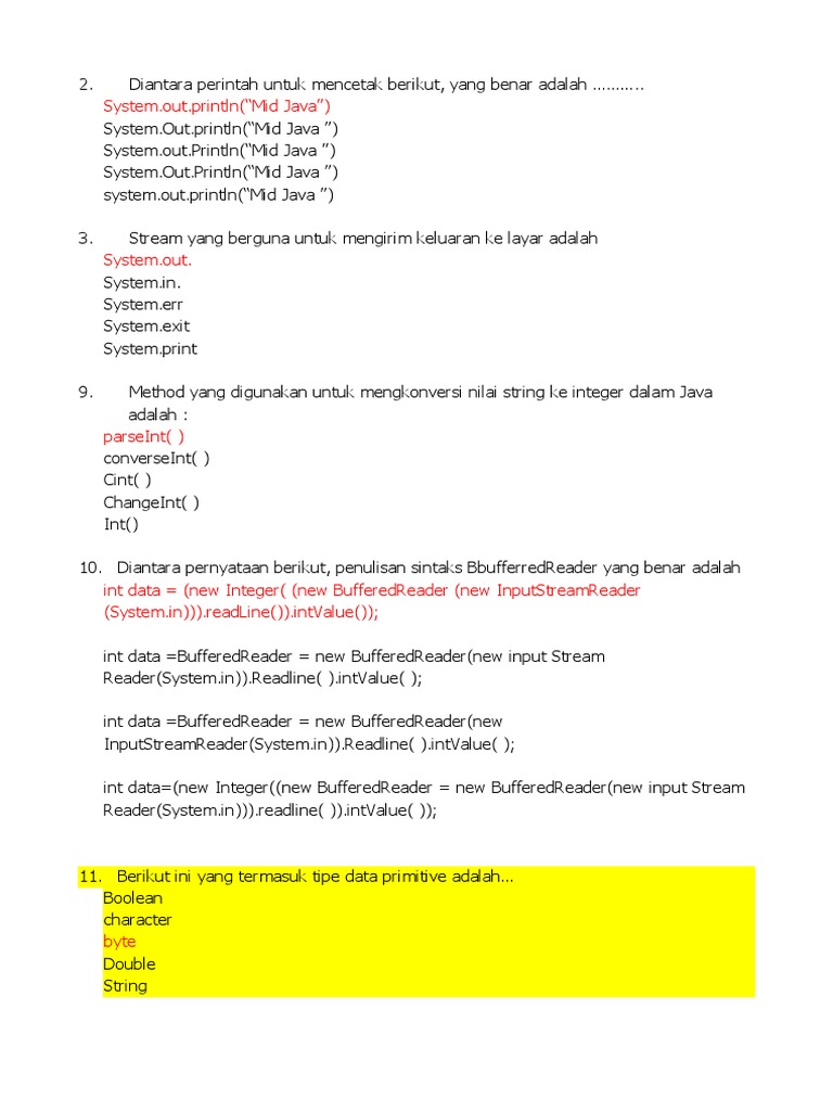 Soal Latihan PBO Kelas XI New | PDF