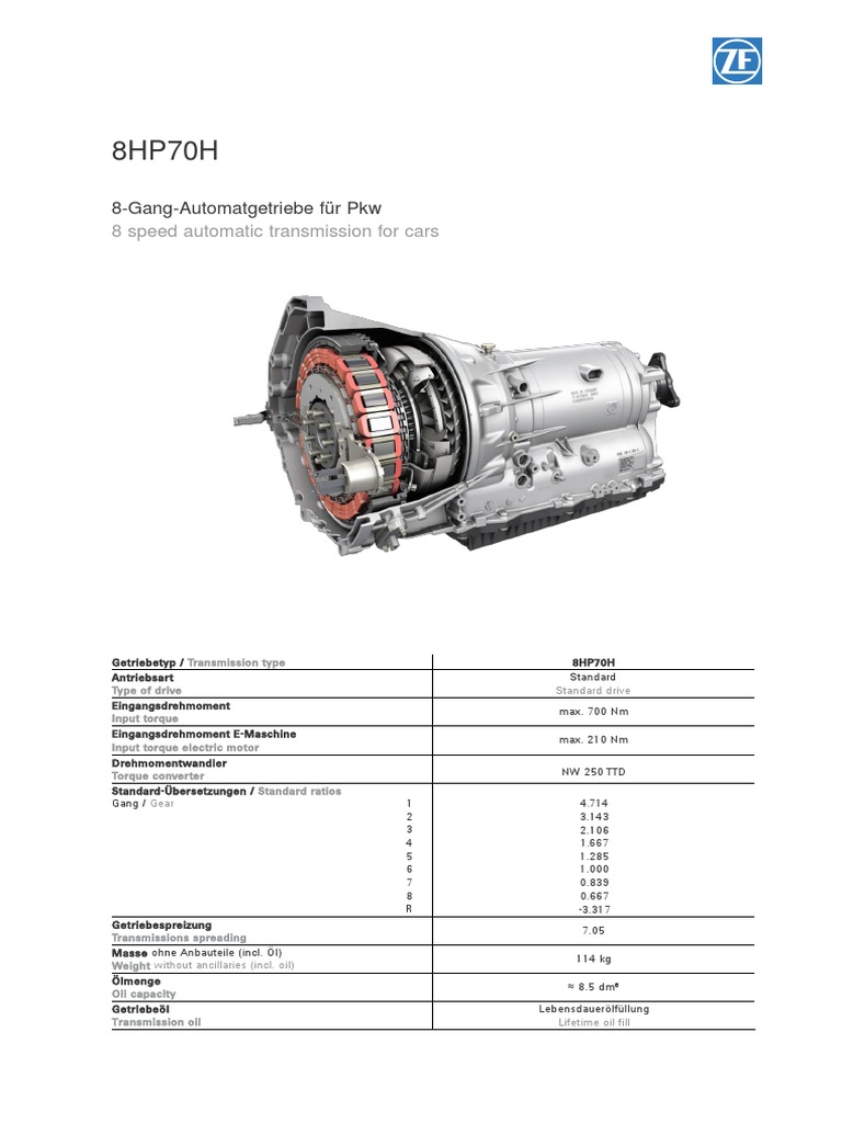 ZF 8HP70H DatasefSheet | PDF