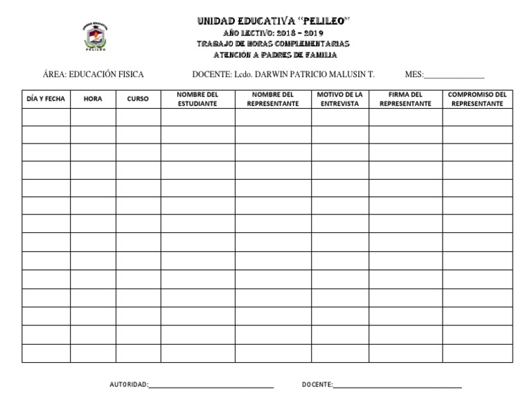 Atención Padres De Familia Hoja De Registro Pdf