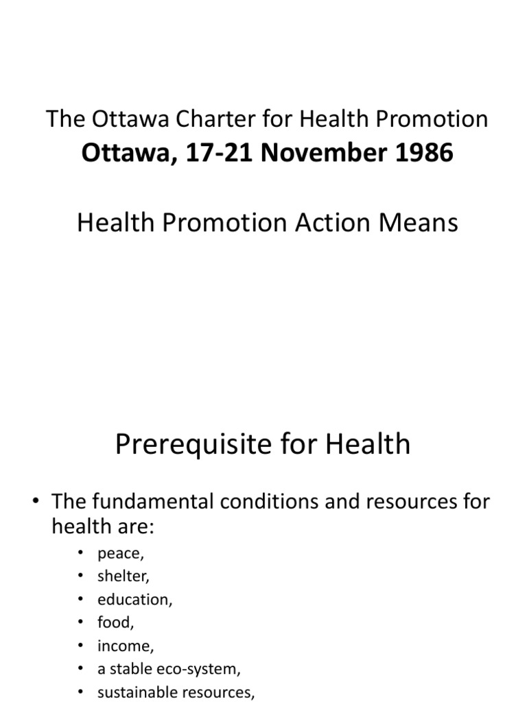 Ottawa Charter for Health Promotion | PDF | Health Promotion | Community