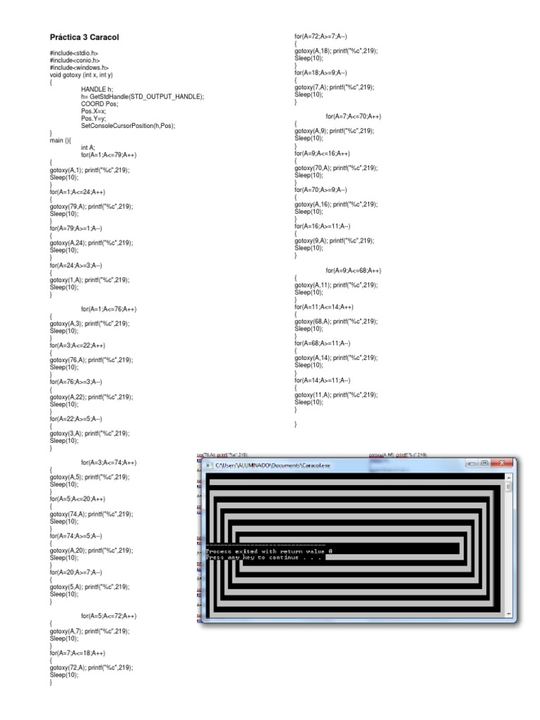 Drawing Spirals and Boxes: C Code for Printing Geometric Patterns Using Loops and Console ...