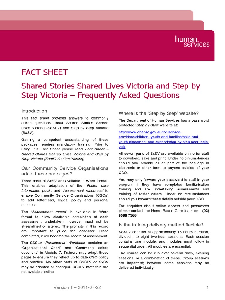 Shared Stories Shared Lives Victoria and Step by Step Victoria | PDF ...