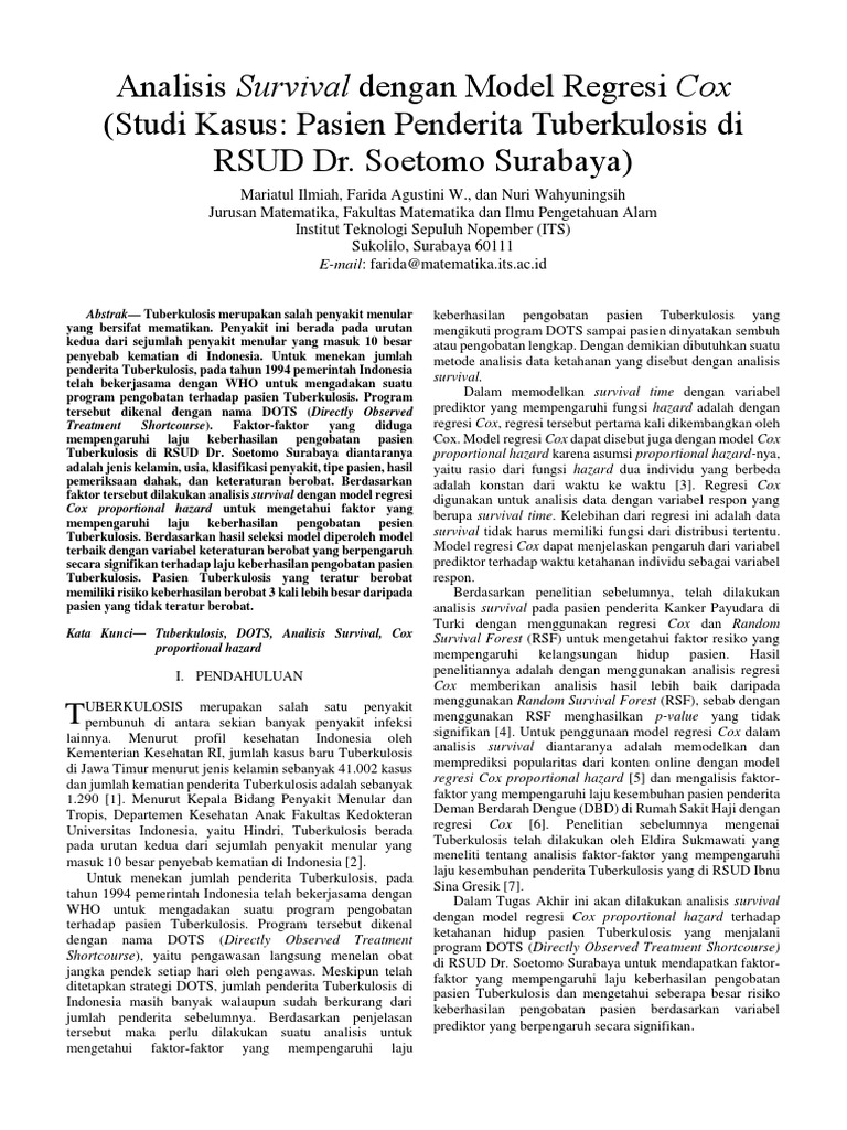 Analisis Survival Dengan Model Regresi Cox (Studi Kasus: Pasien ...