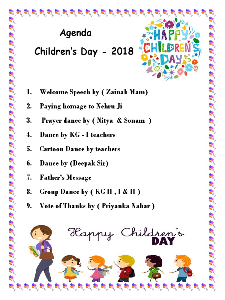 Children's Day Celebration Agenda 2018 | PDF