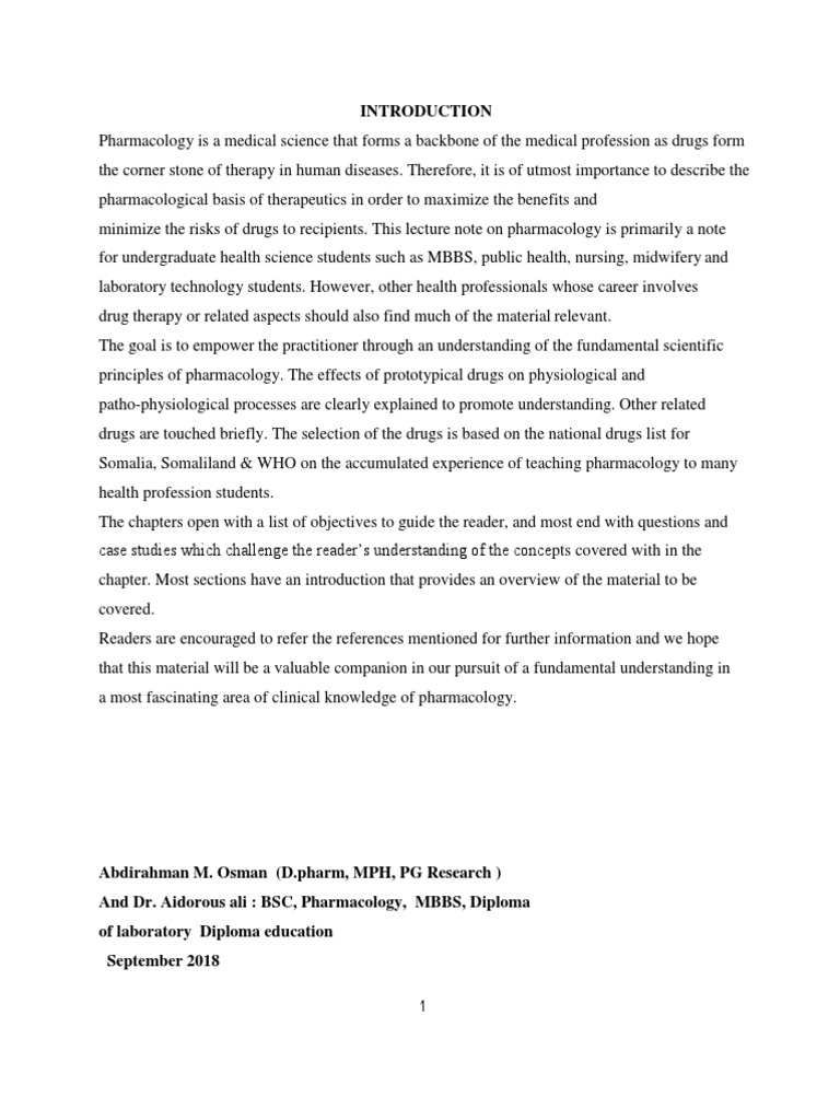 An Introduction to Basic Pharmacology: Definitions, History, Sources of ...