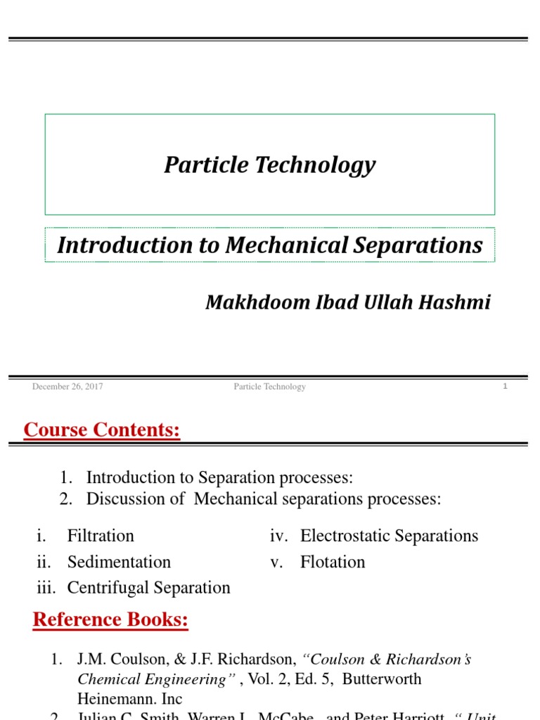 Lecture Mechanical Separation | PDF | Filtration | Membrane