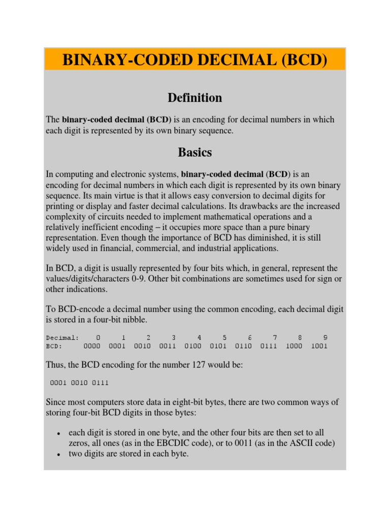 Binary Coded Decimal PDF | PDF