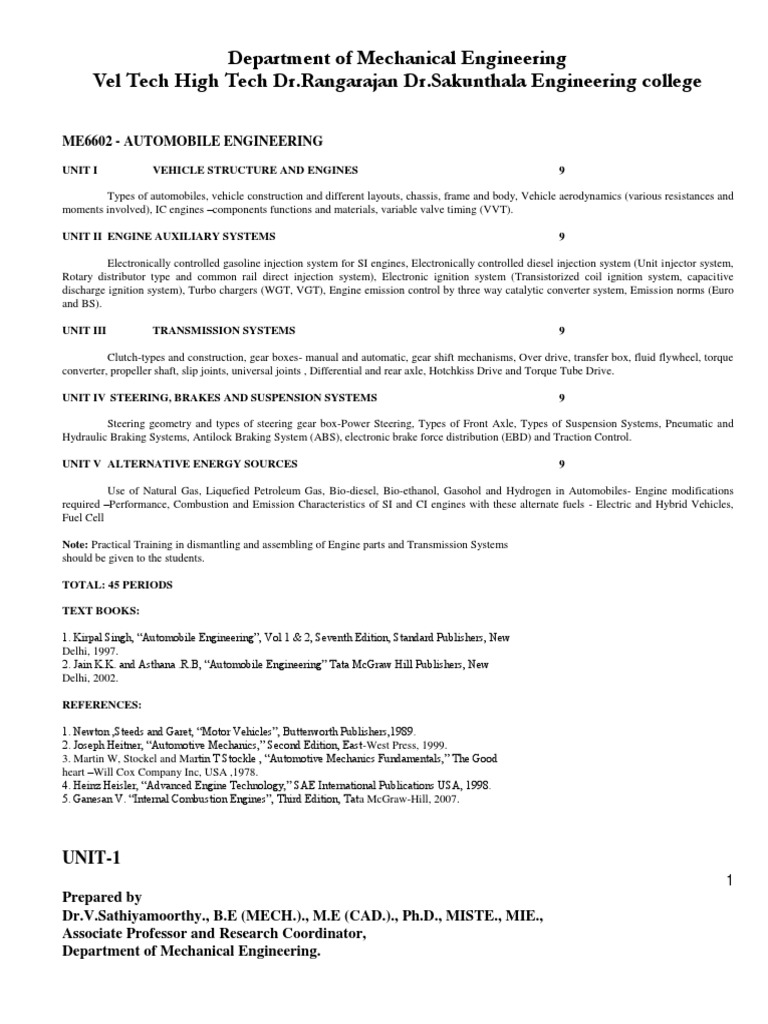 Automobile Engineering | PDF | Ignition System | Internal Combustion Engine
