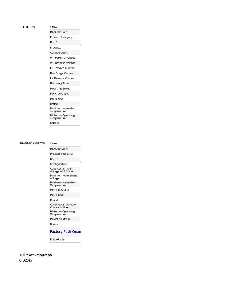 Factory Pack Quantity:: STTH3012W 1 Tem | PDF