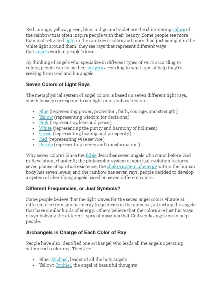 Colors of Angels | PDF | Angel | Color