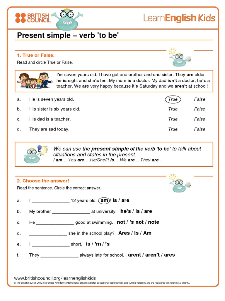 Grammar Games Present Simple Verb To Be Worksheet PDF | PDF | Language ...