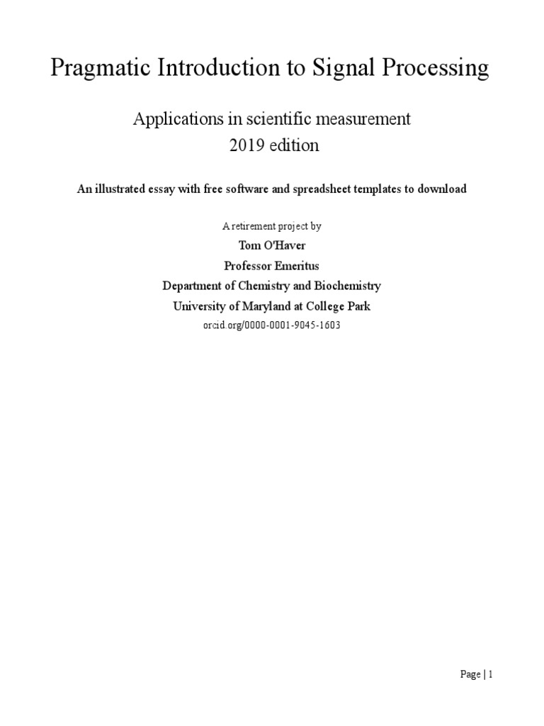 Intro To Signal Processing 2019 | PDF | Microsoft Excel | Matlab