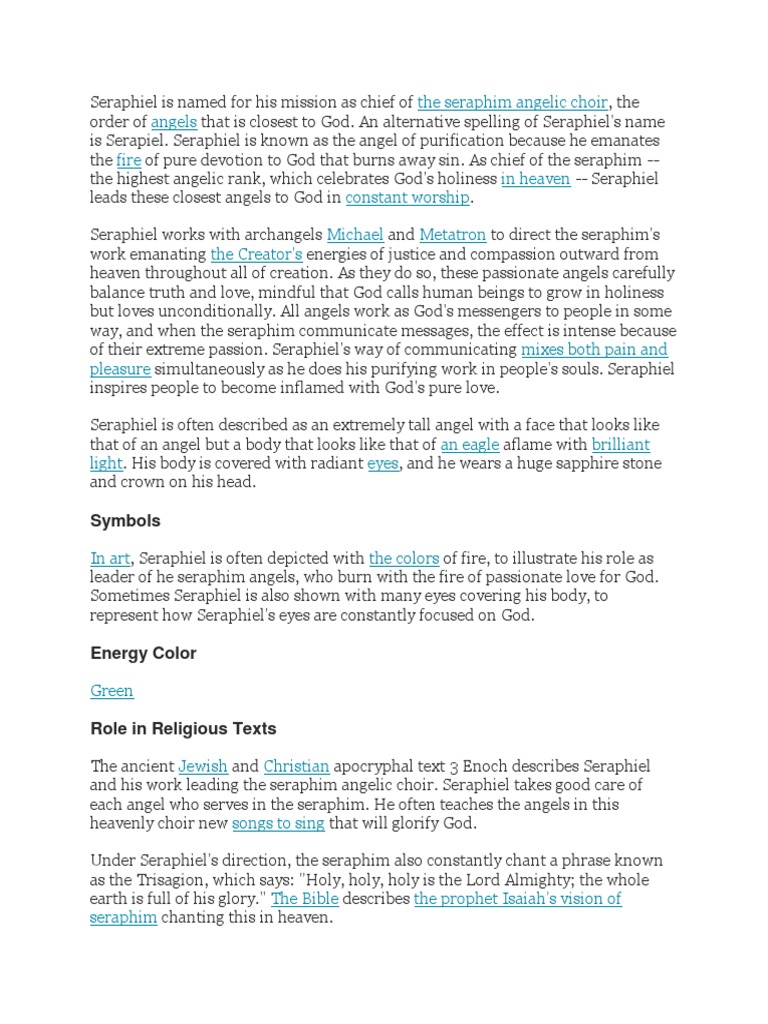 Seraphiel: Leader of the Seraphim Angelic Choir and Angel of ...