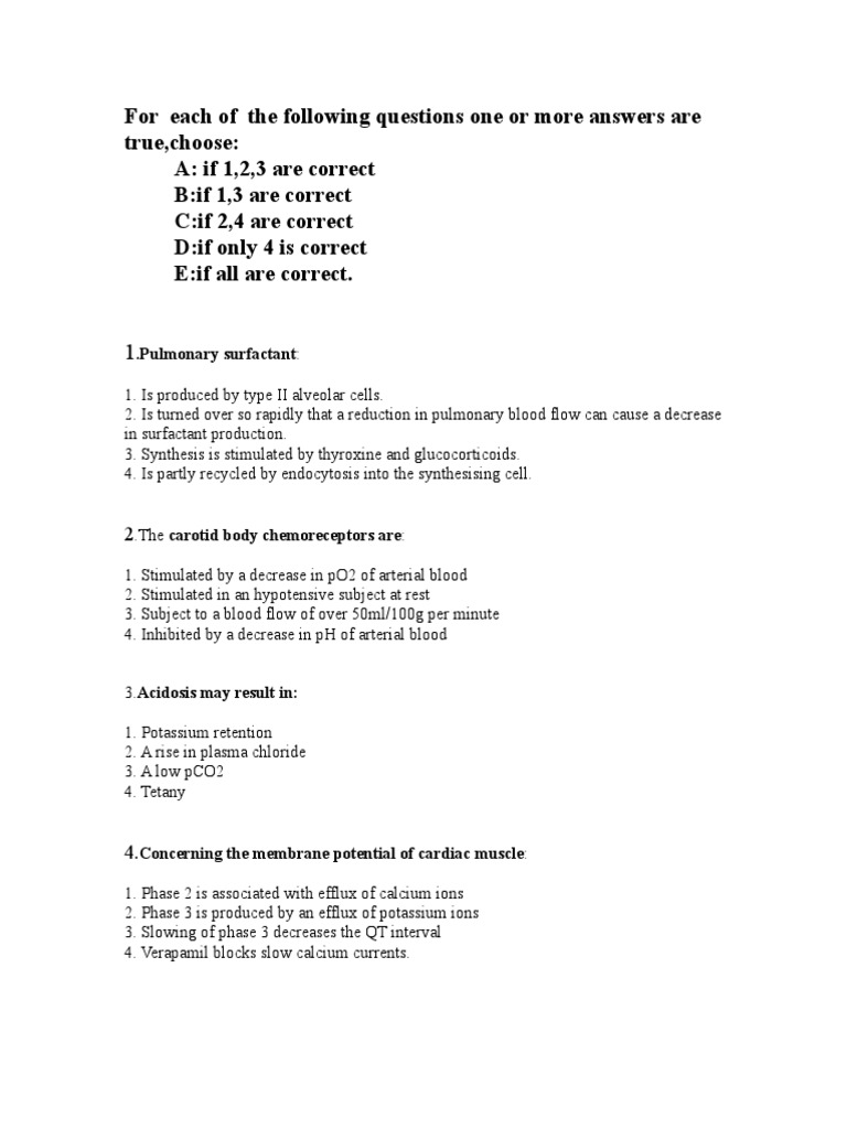 Anesthesia Exam 2006 2007 | PDF | Lung | Clinical Medicine