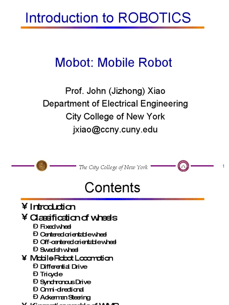 Introduction To ROBOTICS: Mobot: Mobile Robot | PDF | Kinematics | Rotation Around A Fixed Axis