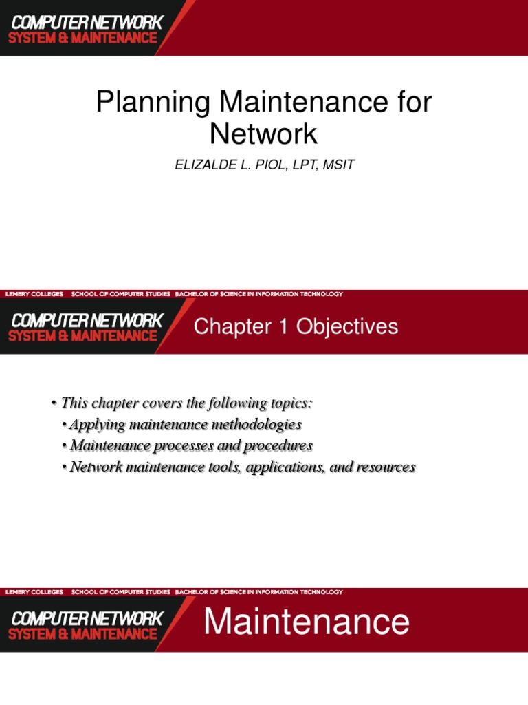 Planning Maintenance For Network: Elizalde L. Piol, LPT, Msit | PDF ...