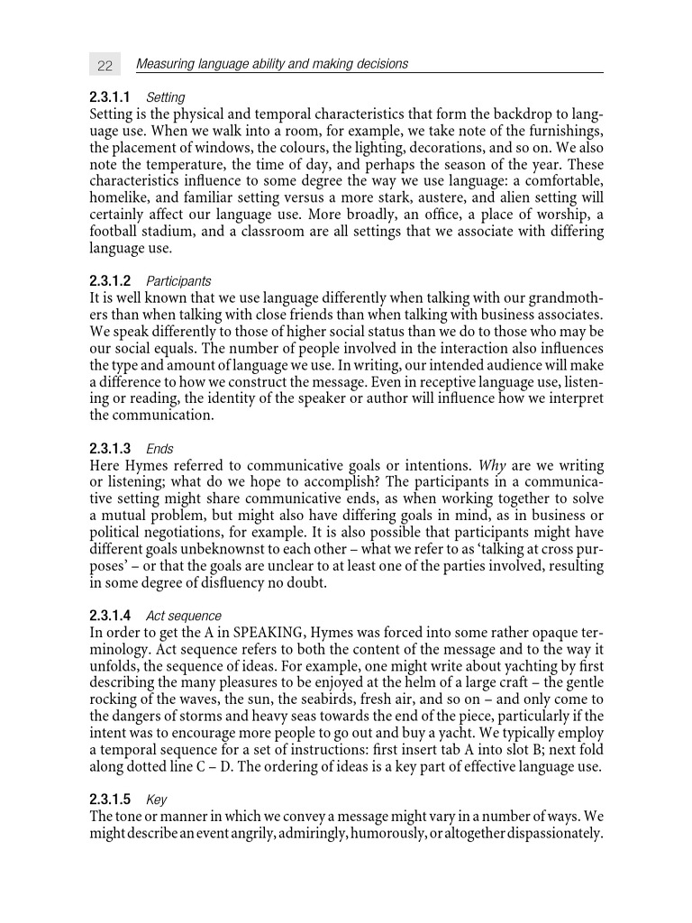 Measuring language ability and the SPEAKING framework | PDF ...