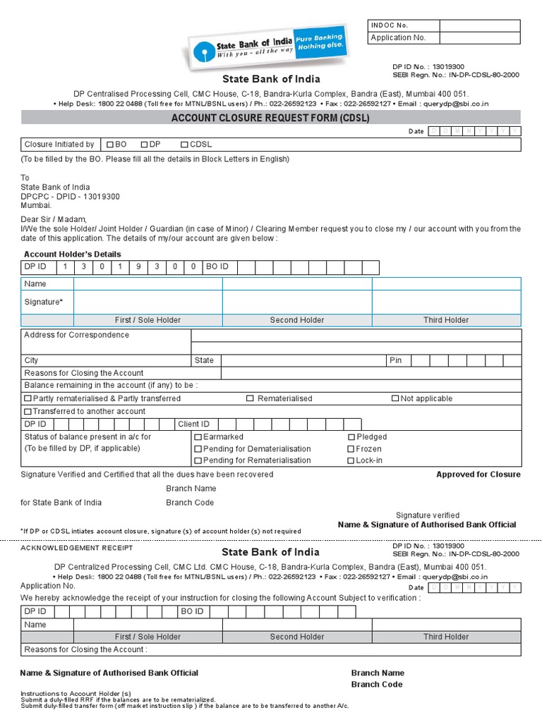 Account Closure Request Form PDF | PDF