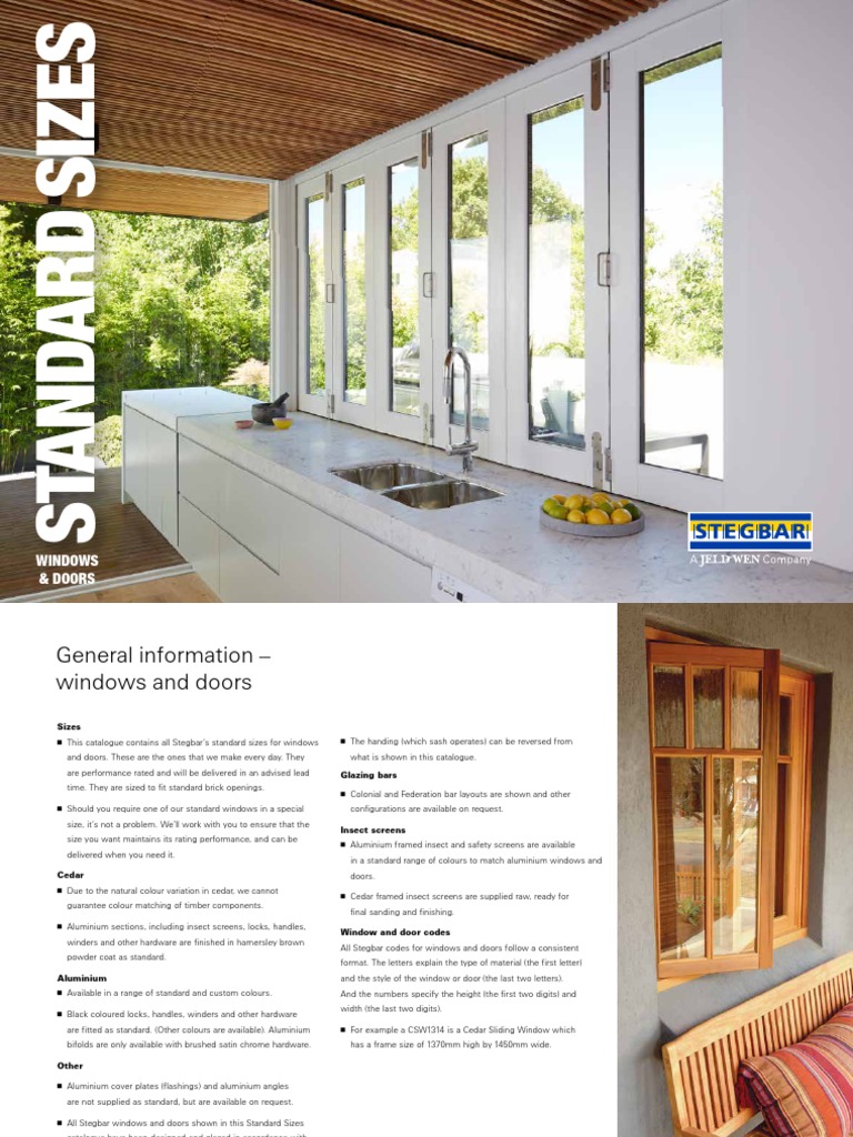 Stegbar Windows Doors Standard Sizes Brochure PDF | PDF | Window | Door