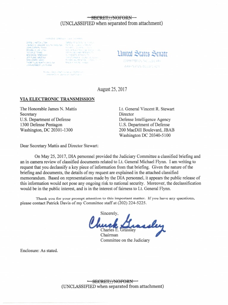Request to Declassify Flynn Briefing | PDF | Classified Information ...