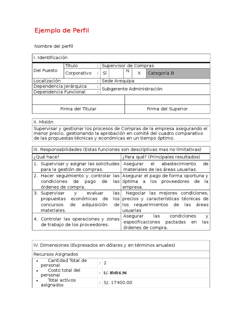 Perfil Supervisor Compras | PDF | Business | Informática y tecnología ...