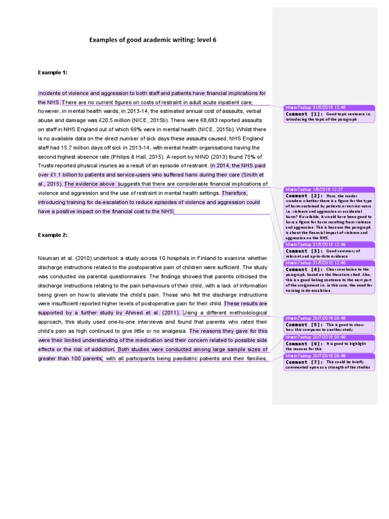 Examples of Level 6 Writing | PDF | National Health Service | Violence