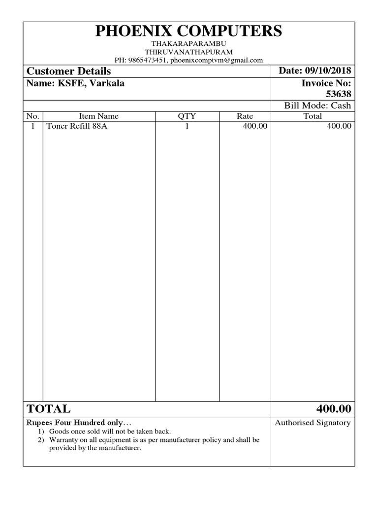 Phoenix Computers Invoice | PDF