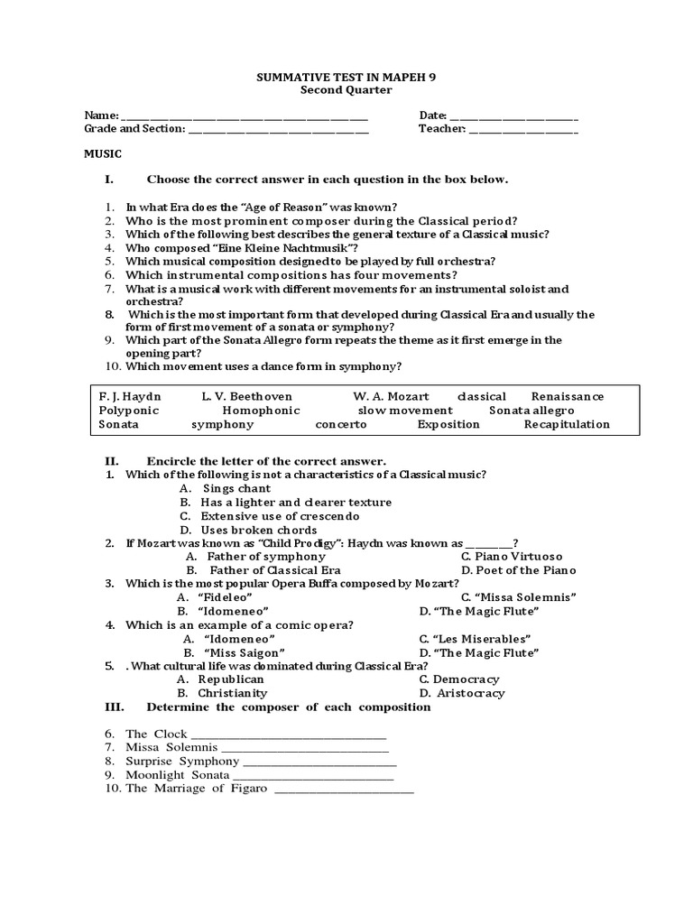 Summative Assessment of Music, Visual Arts, and Physical Education for ...