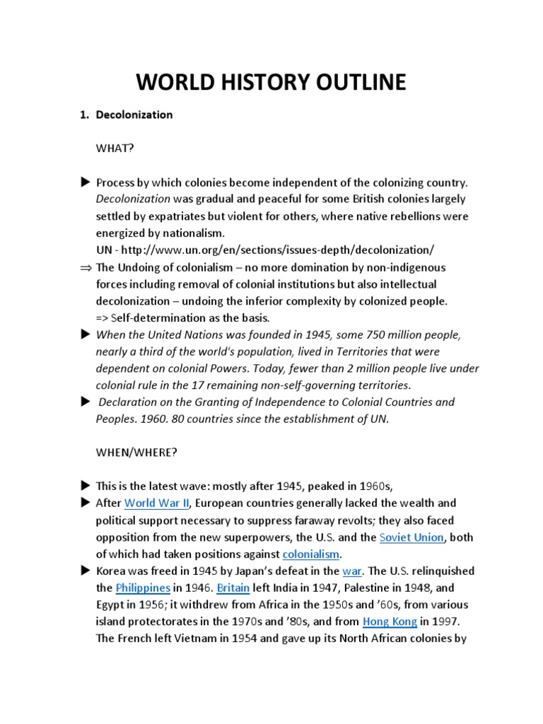 World History Outline | PDF | Cold War | Imperialism