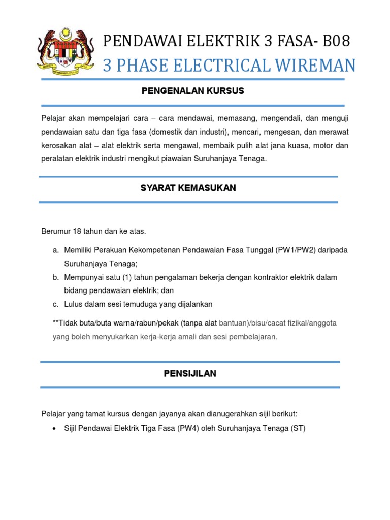 Pendawaian Elektrik 3 Fasa B08 PDF | PDF