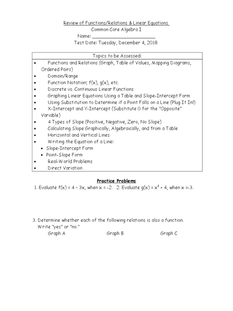 Linear Functions UNIT Review | PDF | Slope | Function (Mathematics)