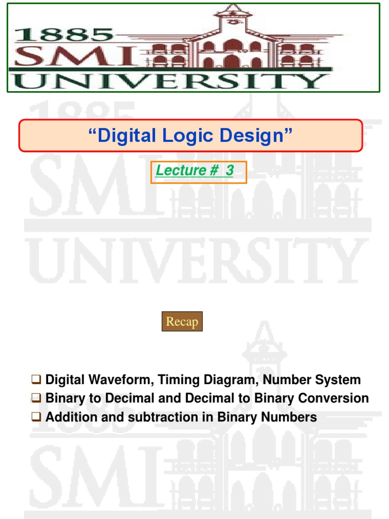 DLD Lecture 3 | PDF | Binary Coded Decimal | Subtraction