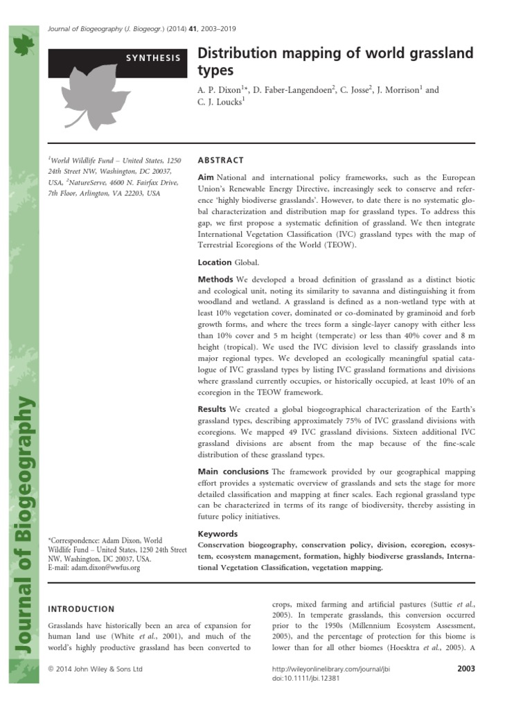 Global Grassland Distribution Mapping | PDF | Grassland | Vegetation