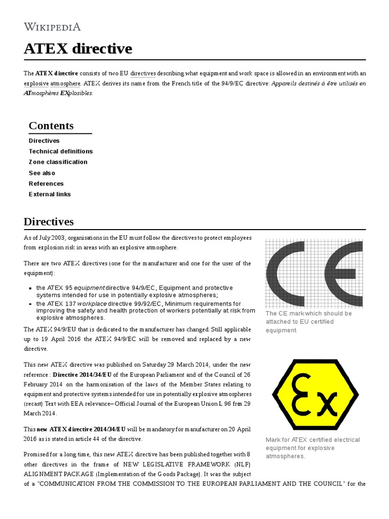 ATEX Directive | Gases | Chemistry | Free 30-day Trial | Scribd