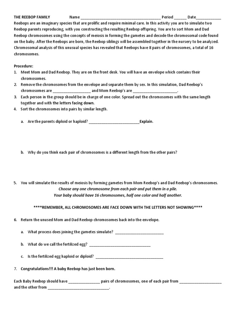 Reebop-Lab | PDF | Ploidy | Sex