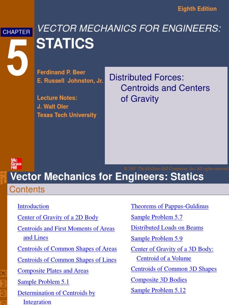 Statics Vector Mechanics Pdf Area Center Of Mass