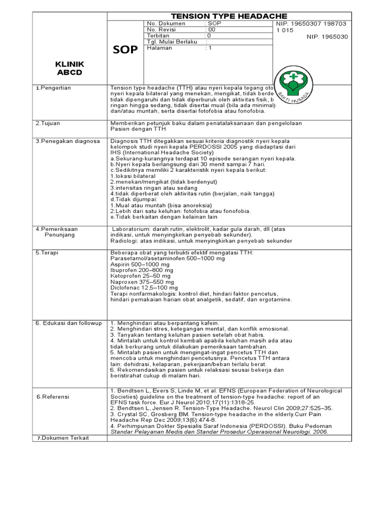 4 Sop Tension Type Headache | PDF