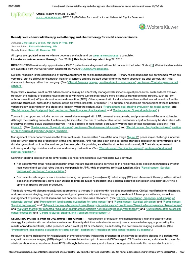 Neoadjuvant Chemoradiotherapy, Radiotherapy, and Chemotherapy For ...