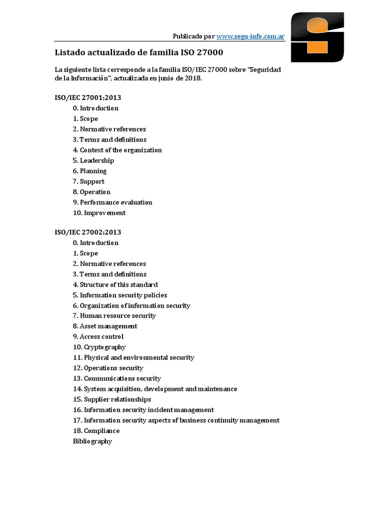 Segu Info Familia Iso 27000 | PDF | Information Security | Computer ...