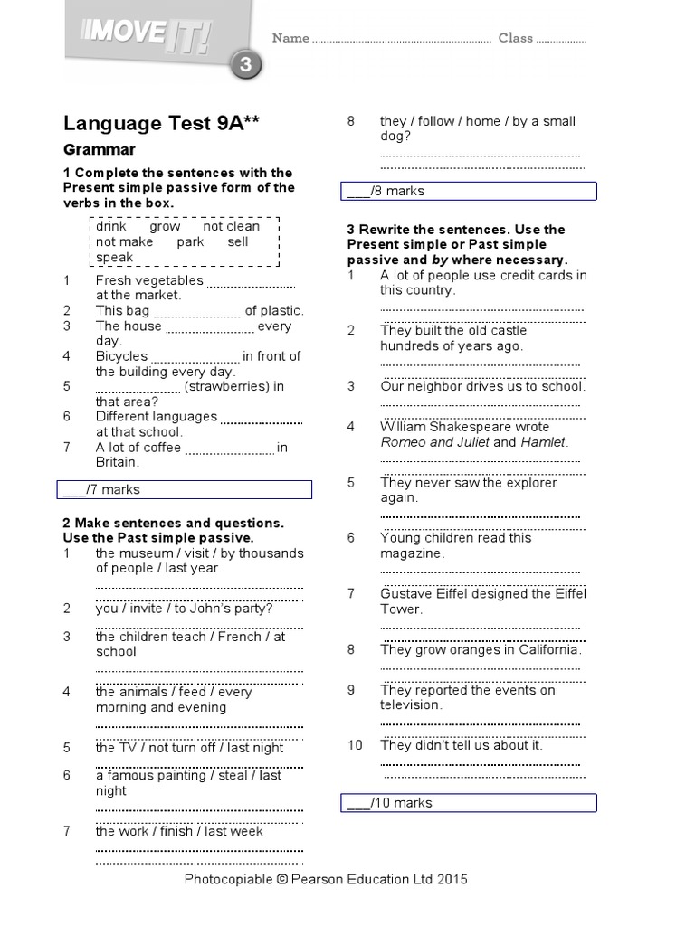 Language Test 9A : Grammar | PDF