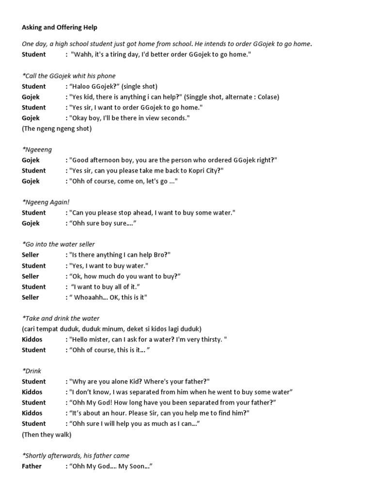 Contoh Situasi Asking and Offering Help | PDF