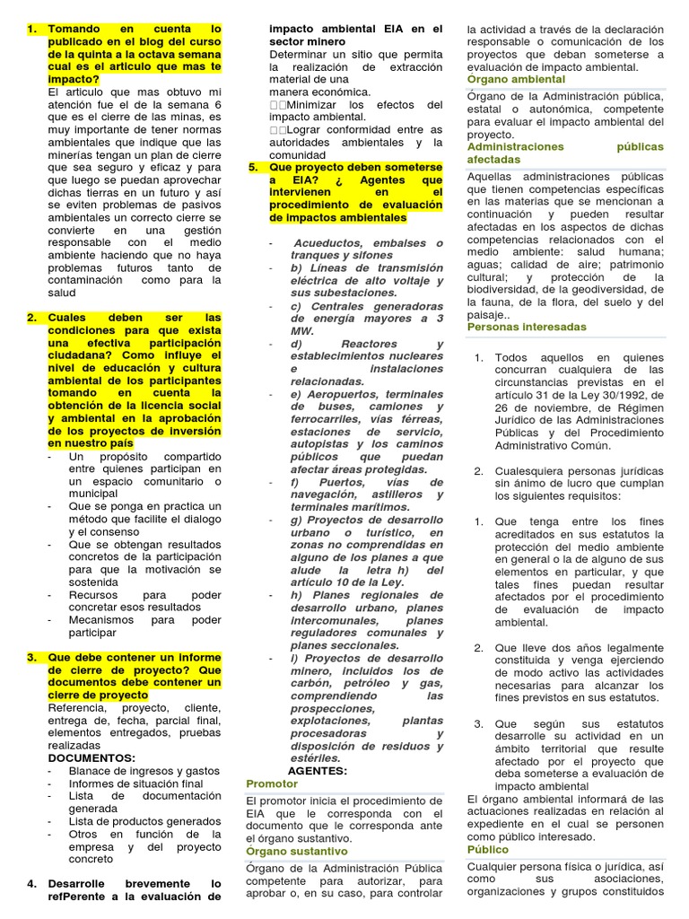 Examen Final Eia (1) Completo | PDF | Evaluación de impacto ambiental | Naturaleza