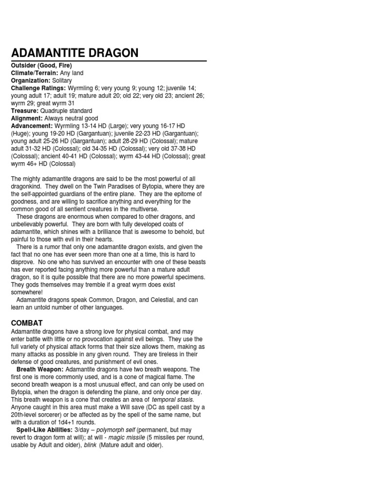 Adamantite Dragon PDF | PDF | Fantasy Creatures | Dungeons & Dragons