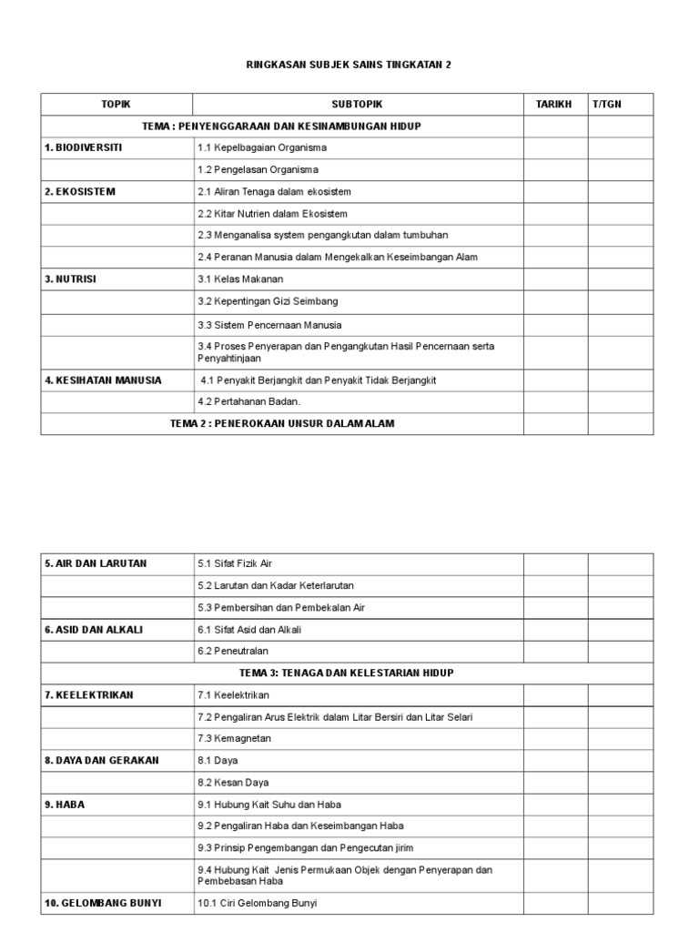 Ringkasan Subjek Sains Tingkatan 2 | PDF | Sains & Matematika