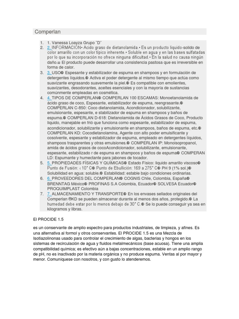 Comperlan | PDF | Sodio | Cloruro de sodio