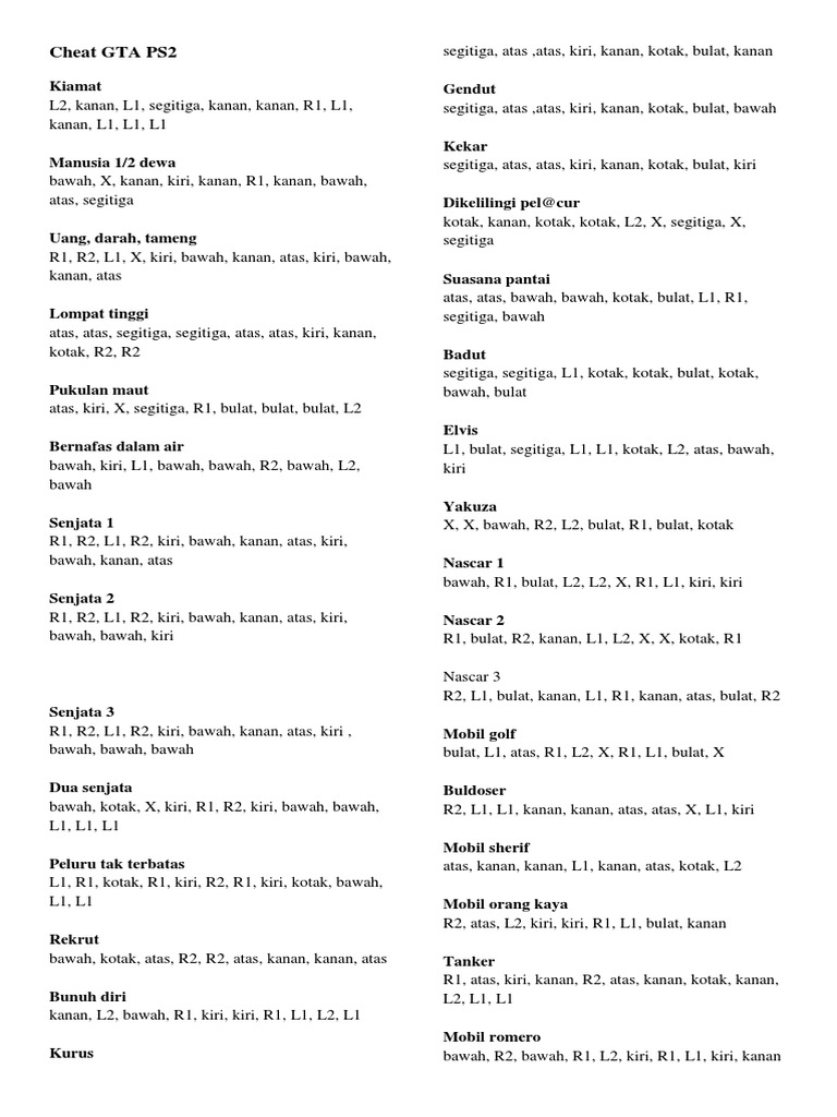 Cheat Gta Ps2 | PDF